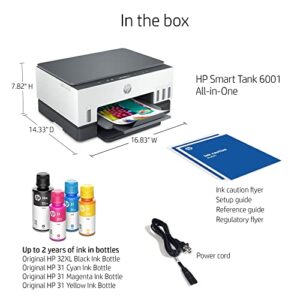 HP Smart -Tank 6001 Wireless All-in-One Cartridge-free Ink Printer, up to 2 years of ink included, mobile print, scan, copy (2H0B9A)