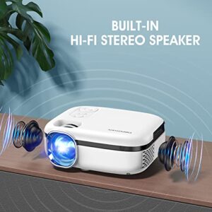 DBPOWER WiFi Mini Projector, 8500L WiFi Projector 1080P Full HD Supported & 240" Display Video Projector, Mini Portable Projector Movie Projector Compatible w/Phone/TV Stick/Laptop/PC/PS4