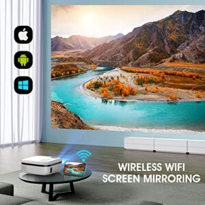 DBPOWER WiFi Mini Projector, 8500L WiFi Projector 1080P Full HD Supported & 240" Display Video Projector, Mini Portable Projector Movie Projector Compatible w/Phone/TV Stick/Laptop/PC/PS4