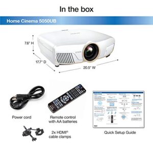 Epson Home Cinema 5050UB 4K PRO-UHD Projector with Advanced 3-Chip Design and HDR10 with 100% Balanced Color and White Brightness and Ultra Wide DCI-P3 Color Gamut (Renewed)