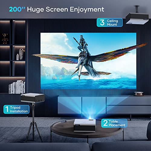 VACASSO Movie Projector Indoor, 1080P Supported Video Projector Home TV Projector Compatible with TV Stick Smartphone HDMI USB AV for Home Cinema & Outdoor Movies