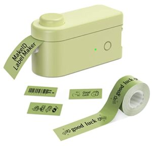 makeid label maker machine with tape – portable & rechargeable label makers with built-in cutter.63″ waterproof tape – wireless label printer compatible with android & ios devices – green