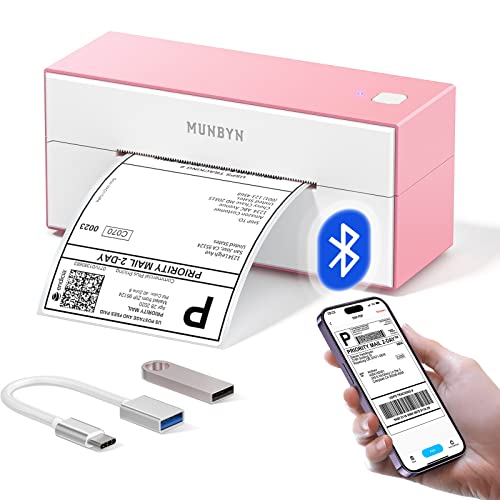 MUNBYN Bluetooth Thermal Label Printer, 4x6 Shipping Label Printer for Shipping Packages, Compatible with iOS, Android, PC, Mac, Chrome OS, Etsy, Ebay, Shopify, Amazon, USPS and More