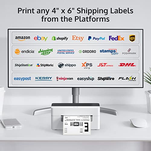 OFFNOVA Shipping Label Printer, 4x6 Label Printer for Shipping Packages, High Speed USB Thermal Printer, Supports ShipStation UPS FedEx Ebay