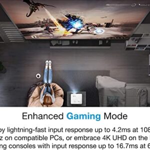 Optoma UHD38x Bright, True 4K UHD Gaming Projector | 4000 Lumens | 4.2ms Response Time at 1080p with Enhanced Gaming Mode | Lowest Input Lag on 4K Projector | 240Hz Refresh Rate | HDR10 & HLG