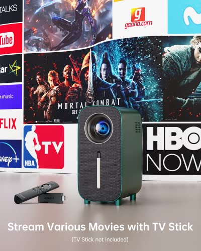 Mini Projector, HISION Bluetooth Projector 1080P Projector 4K Movie Projector Portable Home TV Projector 8500L Outdoor Video LED Projector Compatible with TV Stick Laptop Phone Tablet HDMI USB DVD H7