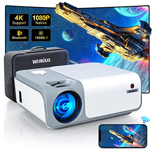 WiMiUS 2023 Upgrade Projector with WiFi and Bluetooth, 480 ANSI Lumens 4K Projector, Native 1080P 5G WiFi Projector, 500" Display&Zoom, Brighter&Clearer Outdoor Movie Projector for Phone/PC/TV Stick