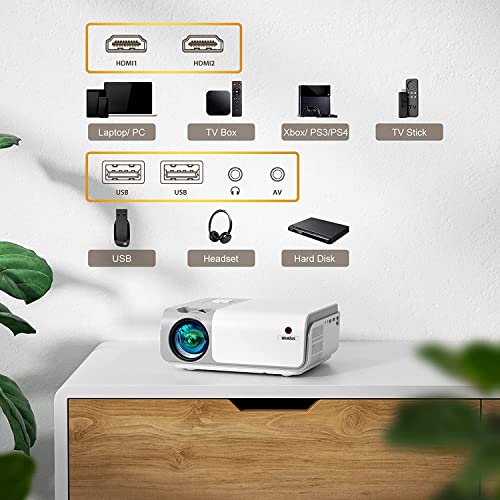 WiMiUS 2023 Upgrade Projector with WiFi and Bluetooth, 480 ANSI Lumens 4K Projector, Native 1080P 5G WiFi Projector, 500" Display&Zoom, Brighter&Clearer Outdoor Movie Projector for Phone/PC/TV Stick