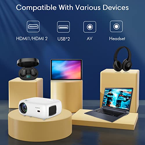 5G WiFi Bluetooth Projector 4K Supported, Xiaoya Full HD 15000L Mini Portable Projector, 300" Display 4P/4D Keystone Zoom 50% Office Outdoor Home Theater Projector Compatible w/iOS/Android/Win/TV/PS5