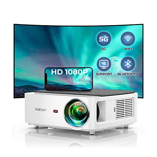 Projector with WiFi and Bluetooth, 13000L Outdoor Movie Projector Native 1080P 5G WiFi 4K Supported, YABER V6 Portable Home Theater Projector, 300" Display 4P Keystone 50% Zoom Compatible with Phone