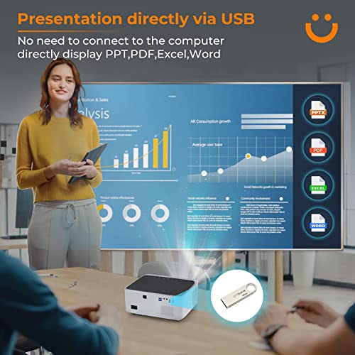 Projector with WiFi and Bluetooth, 13000L Outdoor Movie Projector Native 1080P 5G WiFi 4K Supported, YABER V6 Portable Home Theater Projector, 300" Display 4P Keystone 50% Zoom Compatible with Phone