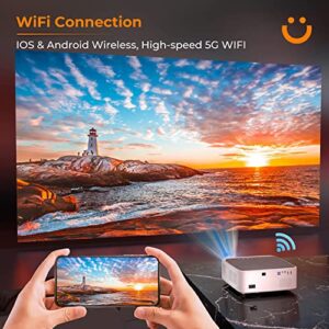 Projector with WiFi and Bluetooth, 13000L Outdoor Movie Projector Native 1080P 5G WiFi 4K Supported, YABER V6 Portable Home Theater Projector, 300" Display 4P Keystone 50% Zoom Compatible with Phone