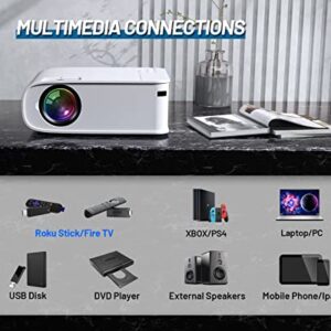 Projector, ARTSEA Native 1080P 5G WiFi HD Projector for iPhone, 2023 Upgrade Outdoor Movie Projector with 100Inch Projection Screen, 12000L 4K 300” Home Video Projector for TV Stick/PS4/Android/iOS