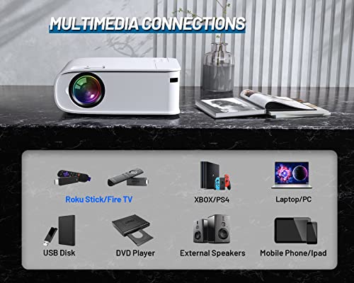 Projector, ARTSEA Native 1080P 5G WiFi HD Projector for iPhone, 2023 Upgrade Outdoor Movie Projector with 100Inch Projection Screen, 12000L 4K 300” Home Video Projector for TV Stick/PS4/Android/iOS