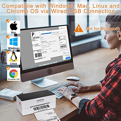 LabelRange LP320 Label Printer – High Speed 4x6 Shipping Label Printer, Windows, Mac, Linux and Chrome OS Compatible, Direct Thermal Printer Supports Shipping, Barcode, Household Labels and More