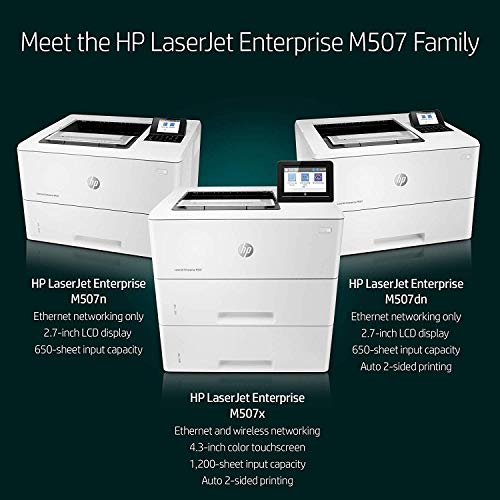 HP LaserJet Enterprise M507dn Monochrome Printer with built-in Ethernet & 2-sided printing (1PV87A) White