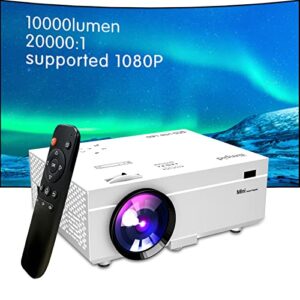 projector 9500 lumens portable video projector, 200“ screen full hd 1080p enhanced mini movie projector, compatible with hdmi usb smartphone tv stick pc for outdoor/home projection