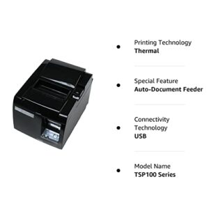 Star Micronics TSP100 Series, Thermal Receipt Printer, Gray, USB, USB Cable, Internal Power Supply