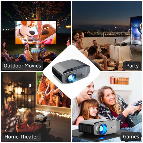 Portable Projector for Outdoor Movies, vamvo L6200 Home Theater Movie Projector, Supported 1080P Full HD Video Projector Compatible with Fire TV Stick, PS4, HDMI, VGA, AV and USB