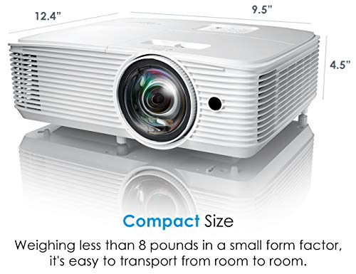 Optoma EH412ST Short Throw 1080P HDR Professional Projector | Super Bright 4000 Lumens | Business Presentations, Classrooms, or Meeting Rooms | 15,000 Hour lamp Life | Speaker Built in | Portable