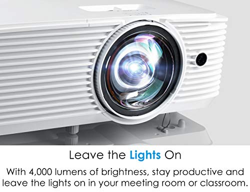 Optoma EH412ST Short Throw 1080P HDR Professional Projector | Super Bright 4000 Lumens | Business Presentations, Classrooms, or Meeting Rooms | 15,000 Hour lamp Life | Speaker Built in | Portable