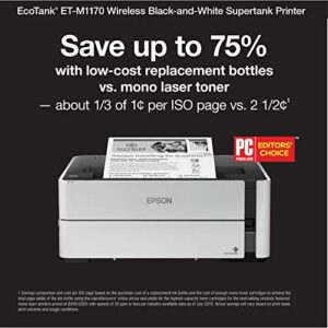 Epson EcoTank ET-M1170 Wireless Monochrome Supertank Printer with Ethernet PLUS 2 Years of Unlimited Ink*