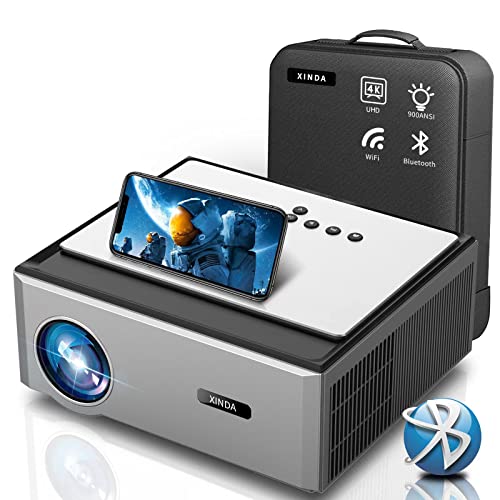 Outdoor Projector with Wifi and Bluetooth.XINDA 980ANSI Home Movie Projector 4K Support Full-Sealed Engine,Software Updated,Native 1080P,4D/4P Keystone,500"Display,Wireless Caste/HDMI/USB/TV Stick/PPT