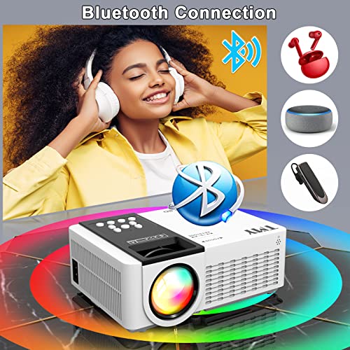 TMY 5G WiFi Projector with Bluetooth 5.1, 9000 Lumens HD Movie Projector, 1080P Supported Mini Projector, Portable Outdoor Projector, Compatible with TV Stick, Phone, Computer, HDMI, USB, AV, TF