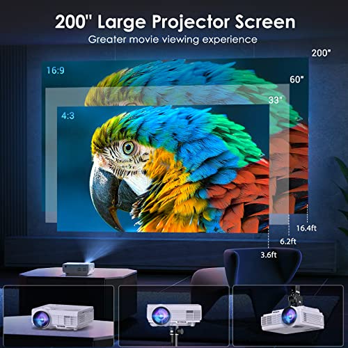 Projector with WiFi and Bluetooth, 5G WiFi Native 1080P 9500L Outdoor Projector 4K Support, YOWHICK Mini Portable Movie Projector with Screen, for HDMI, VGA, USB, Laptop, iOS & Android Phone