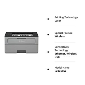 Brother HL-L2325DW Monochrome Laser Printer, Wireless Networking & Duplex Printing