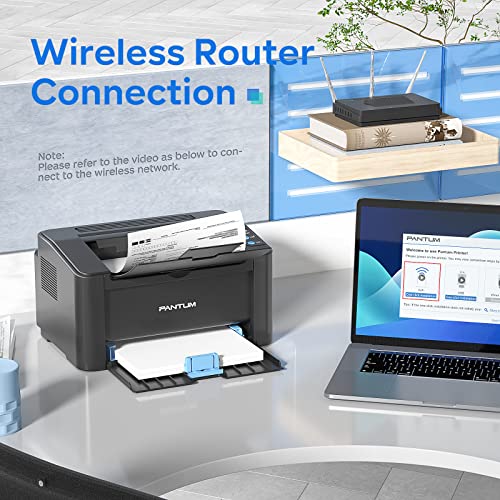 Pantum Laser Printer - Wireless Black and White Laser Monochrome Printers for Home Use, Small Compact Designe, Support Windows and Mac, P2502W Printer Printing at 23PPM