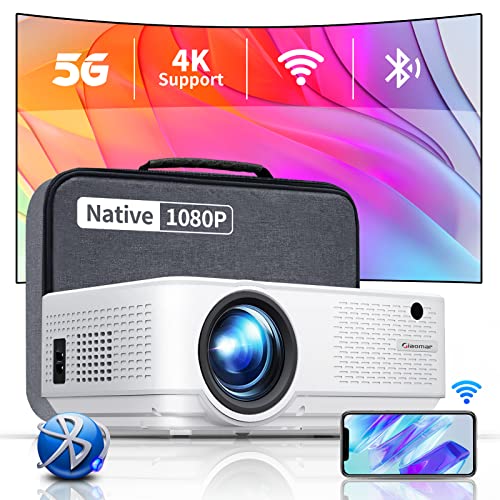 5G WiFi Projector, Giaomar Bluetooth Projector 13000L, Native 1080P Full HD Projector 4K Supported, Movie Projector Support iOS/Android Sync Screen & Zoom and Win/PC/DVD/TV with Portable Bag