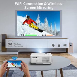 5G WiFi Projector, Giaomar Bluetooth Projector 13000L, Native 1080P Full HD Projector 4K Supported, Movie Projector Support iOS/Android Sync Screen & Zoom and Win/PC/DVD/TV with Portable Bag