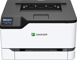 lexmark c3224dw color laser printer with wireless capabilities, standard two sided printing, two line lcd screen with full-spectrum security and prints up to 24 ppm (40n9000),white, gray