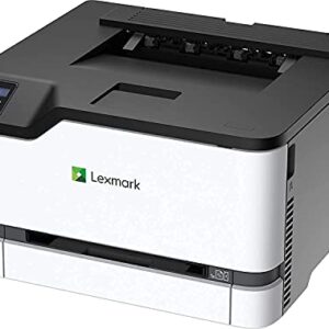 Lexmark C3224dw Color Laser Printer with Wireless capabilities, Standard Two Sided printing, Two Line LCD Screen with Full-Spectrum Security and Prints Up To 24 ppm (40N9000),White, Gray