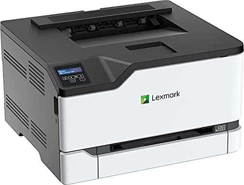 Lexmark C3224dw Color Laser Printer with Wireless capabilities, Standard Two Sided printing, Two Line LCD Screen with Full-Spectrum Security and Prints Up To 24 ppm (40N9000),White, Gray