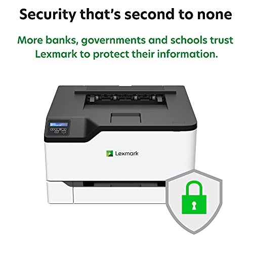 Lexmark C3224dw Color Laser Printer with Wireless capabilities, Standard Two Sided printing, Two Line LCD Screen with Full-Spectrum Security and Prints Up To 24 ppm (40N9000),White, Gray