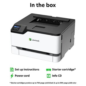 Lexmark C3224dw Color Laser Printer with Wireless capabilities, Standard Two Sided printing, Two Line LCD Screen with Full-Spectrum Security and Prints Up To 24 ppm (40N9000),White, Gray