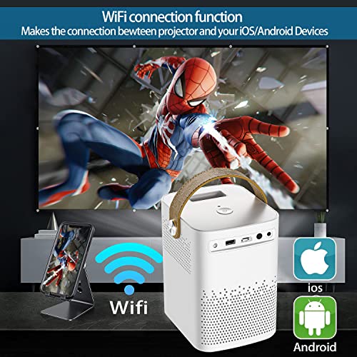 Laptop Projector WiFi Computer Projector Portable Video Outdoor Home Cinema HDMI 1080P/4K Support 8000L 120" Compatible with Smartphone Stick/PS4/USB/Tablet/Laptop/PC EXCEL PPT iOS Android V2-White