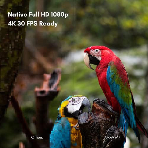 4K Support, AAXA M7 Native 1080P Full HD Portable DLP Outdoor Movie Projector, 1200 LED Lumen, 3 Hour Battery, Electric Focus, 15000mah Powerbank, HDMI/USB-C/USB/microSD Input, 30000 Hours LED