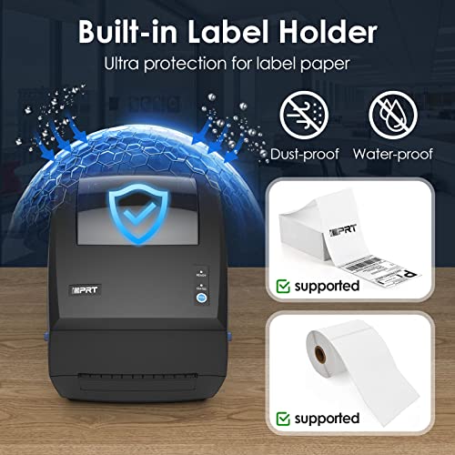 iDPRT Thermal Label Printer, Label Maker for Shipping Packages & Small Business, Built-in Holder Shipping Label Printer SP420, Support 2" - 4.65" Monochrome Label Maker Compatible with Win, Mac&Linux