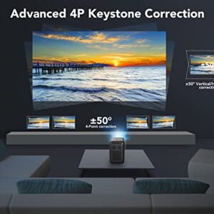 Outdoor Projector, 1080P WiFi Bluetooth Projector, 4K Projector with Android TV9.0, 400 ANSI Lumens Video Projector with 4P Keystone Correction, Zoom,Wireless Connection with iOS/Android