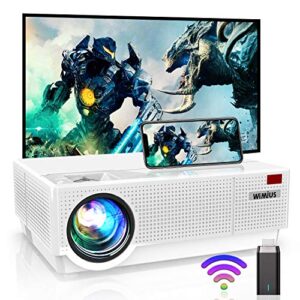 auto 6d keystone, native 4k wifi bluetooth 5.1 supported projector, wimius 2023 upgrade p28 brightest video projector support zoom, 500’’ screen compatible with smartphone/tv stick/ps5/pc/laptop