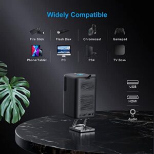 WiFi Projector, Leapwell Outdoor Video Mini Projector 1080P Supported 4500 Lumen with Screen and Max 300" Display, Portable Projector Compatible with TV Stick, iOS, Android, PS5