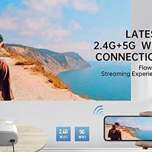 VIMGO 5G WiFi Projector, 9700LUX Native 1080P Projector, 220” Display Video Projector w Tripod, Portable Outdoor Projector for TV Stick, Video Games,HDMI/USB/AV/PS5, iOS Android Smartphone Synchronize