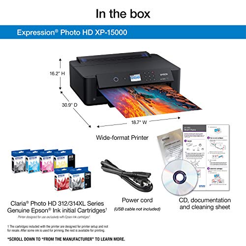 Epson Expression Photo HD XP-15000 Wireless Color Wide-Format Printer, Amazon Dash Replenishment Ready