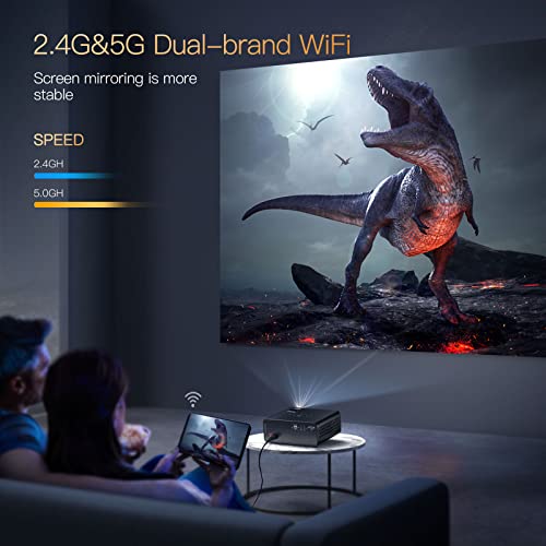 TOPTRO X5 5G WiFi Bluetooth Projector, 460 ANSI Lumen Full HD Native 1080P Projector, Outdoor Projector 4K Support 4P/4D Keystone, Zoom, 300" Display, PPT, for Home Theater and Small Office Use