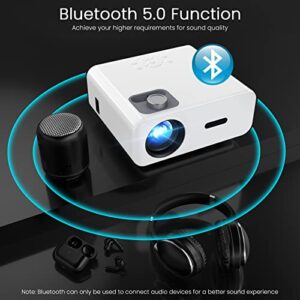 HONPOW Projector, Native 1080P Full HD Bluetooth Projector, 11000 Lumens Mini Portable Outdoor Indoor Movie Projector Compatible with Laptop, Smartphone, TV Stick, Xbox, PS5