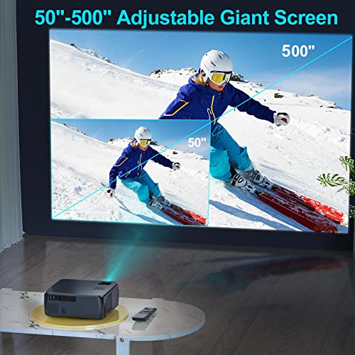 5G WiFi Bluetooth Projector, WiMiUS Top K8 Full HD 4K Projector Support 4P/4D Keystone, 50% Zoom, Bluetooth 5.1 Outdoor Video Projector for PC Smartphone USB (200000H)