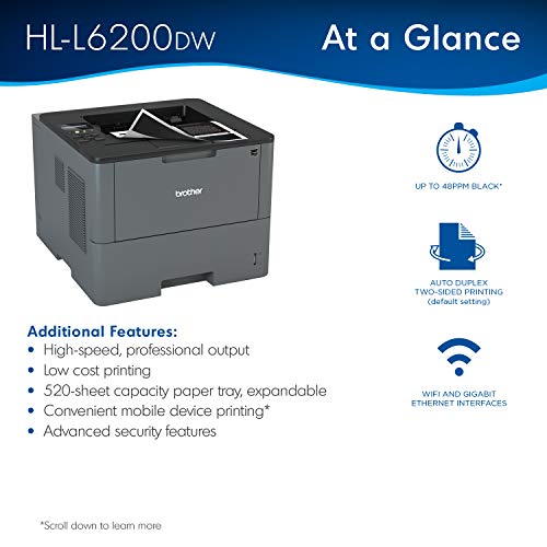 Brother HL-L6200DW Wireless Monochrome Laser Printer with Duplex Printing (Amazon Dash Replenishment Ready)